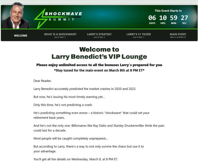 Larry Benedict Shockwave Summit - is It Legit?